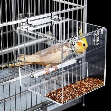 No Mess Bird Feeder For Cage Automatic Acrylic No Spill