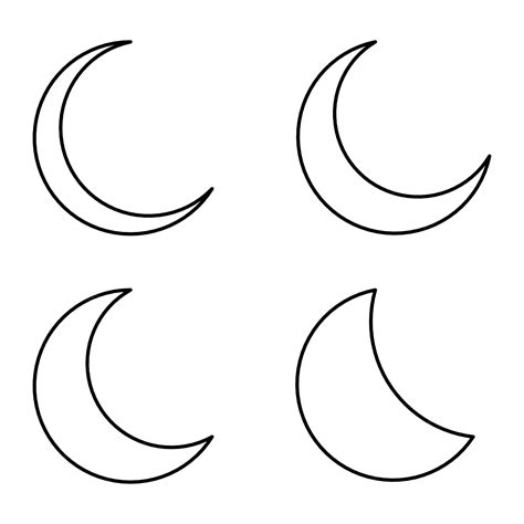 Premium Vector Outline Crescent Moon Icon Set Outline Crescent Moon Design Element