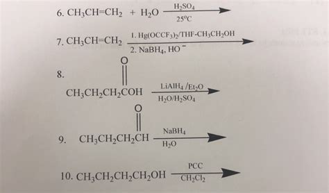 Solved H2SO4 6. CH3CH-CH2 H20 25°C 1. | Chegg.com