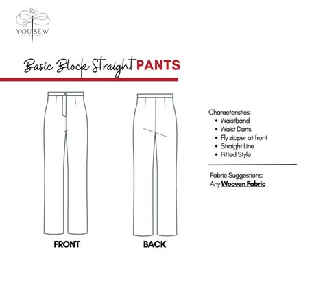Straight Pants Sewing Pattern Womens Basic Block Sizes 6 22 Pdf