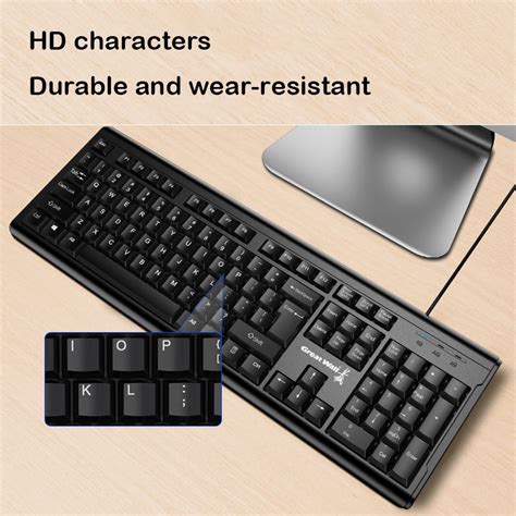 104 Keys Wired Keyboard Mouse Set Waterproof Offic Vicedeal