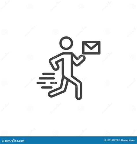 Postman Cap Line Icon Mail Man Hat Uniform Clothes Postal Service Vector Design Concept