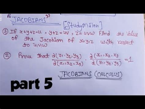 Jacobians Jacobians Of Function Of Function Important Question Jacobians Calculus Study