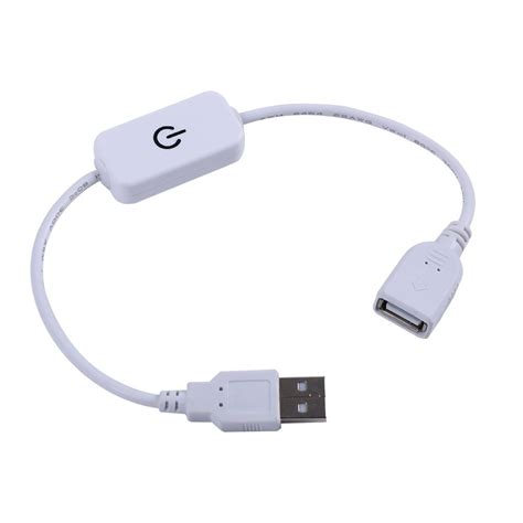 USB Male To Female Cable With On Off Switch Black White Button Touch Inline Dimmer Controller