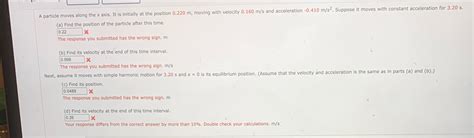 solved a particle moves along the x ﻿axis it is initially
