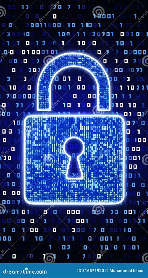 Blue Padlock Secures Computer Data Network Connection Protection Stock Illustration