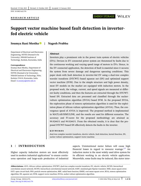 Support Vector Machine Based Fault Detection In Inverter‐fed Electric