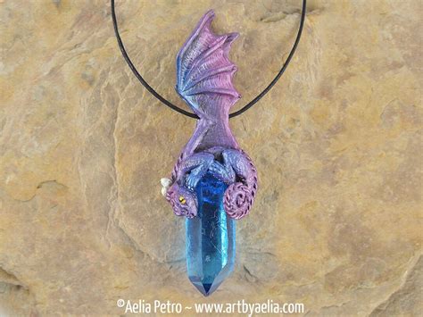 Crystal Dragon Necklace Purple Aurora Borealis Dragon Pre Order