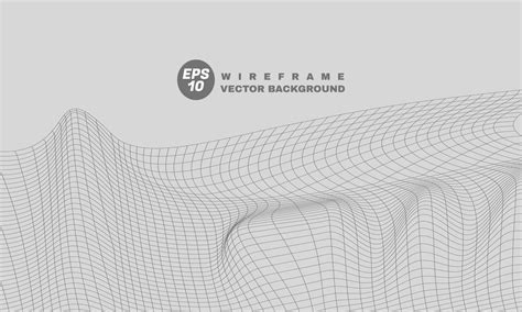 Abstract Wireframe Background Vector Grid Digital Cyberspace Landscape Background Vector Part 3