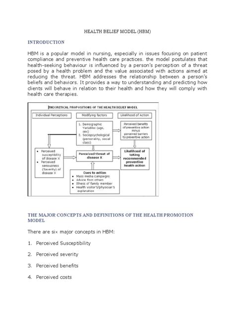 Health Belief Model Pdf Action Philosophy Behavioural Sciences