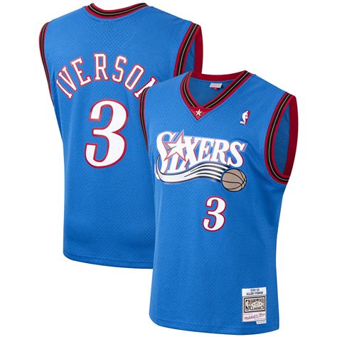 Mitchell And Ness Allen Iverson Philadelphia 76ers Royal Hardwood
