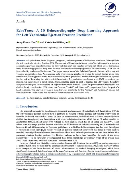 Jeee Echotrace A 2d Echocardiography Deep Learning Approach For Left
