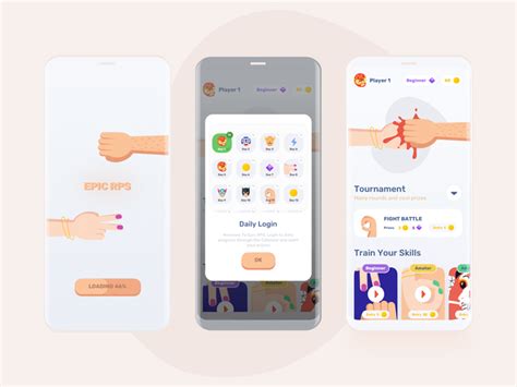 rock paper scissors mobile game ui kit freebie supply