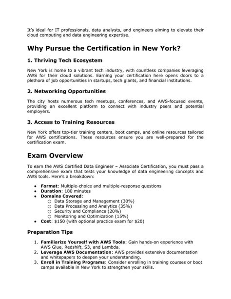 Aws Certified Data Engineer Associate Certification In New York Docx