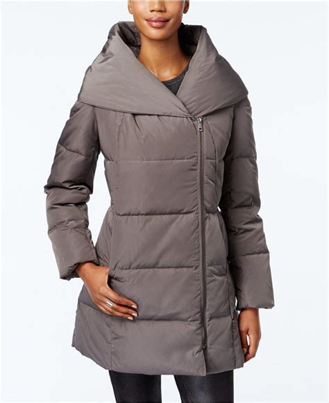 Cole Haan Pillow Collar Asymmetrical Down Puffer Coat