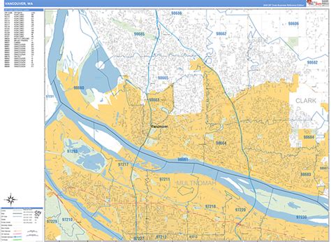 Wall Maps Of Vancouver Washington
