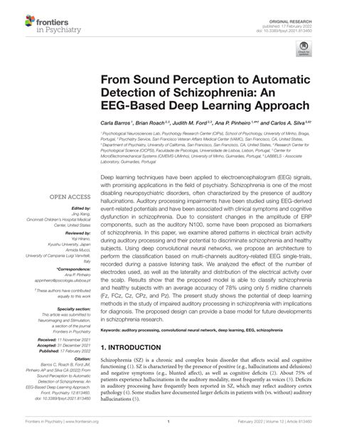 Pdf From Sound Perception To Automatic Detection Of Schizophrenia An