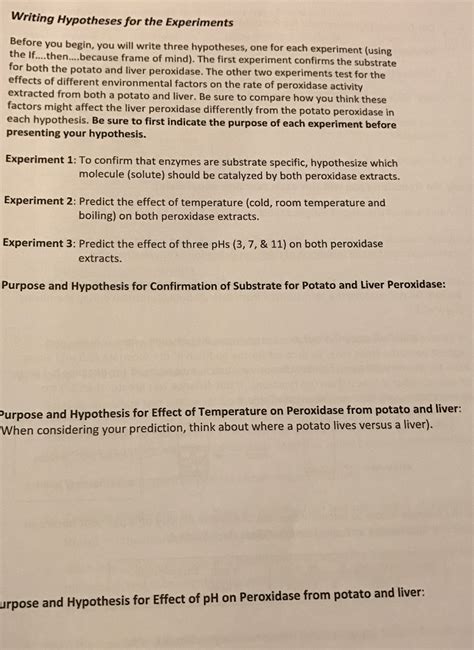 Solved Lab 8 Factors Affecting The Rate Of Enzyme Activity