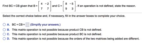 Solved Find BC CB Given That B And C If An Chegg