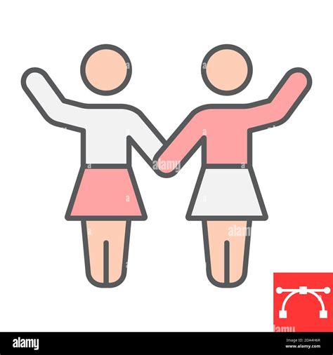 Sorority Color Line Icon Sexism And Feminism Women Rights Sign Vector Graphics Editable