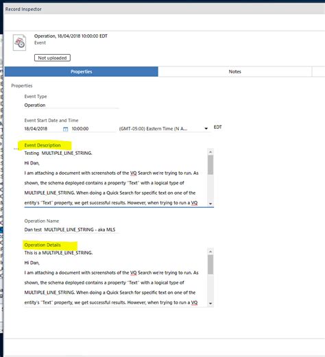 Properties With A Logical Type Of Multiple Line String Cannot Be Searched Using Visual Query In