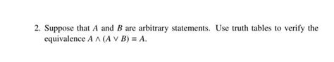 solved 2 suppose that a and b are arbitrary statements use