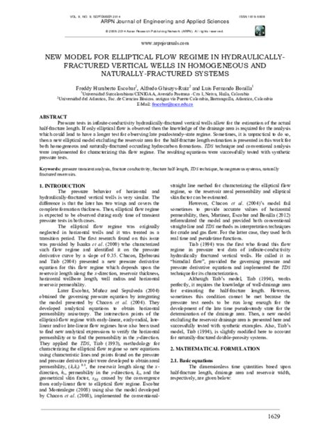 Pdf New Model For Elliptical Flow Regime In Hydraulically Fractured Vertical Wells In