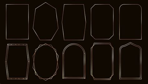 심플한 황금 프레임 아르 데코 복고풍 스타일의 얇은 골드 테두리 미묘한 선형 빛나는 직사각형 사진 프레임 황동 빛나는 반짝이는 보더 벡터 럭셔리 미니멀리스트 창문 0명에