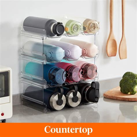 Lifewit Stackable Water Bottle Organizer For Cabinet Plastic Bottle