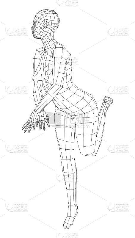 Wireframe Girl Posing In A Sexy Pose Vector