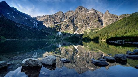 Water Mountains Clouds Landscapes Nature Lakes In Poland Wallpaper