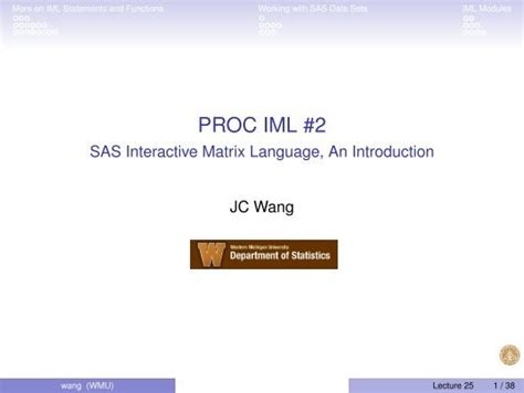 Proc Iml 2 Sas Interactive Matrix Language An Introduction