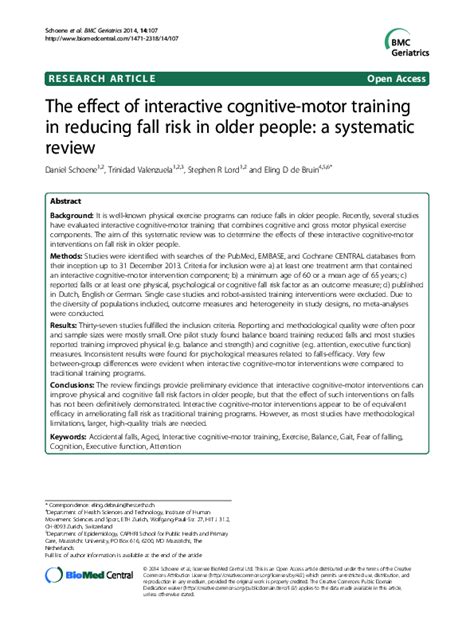 Pdf The Effect Of Interactive Cognitive Motor Training In Reducing