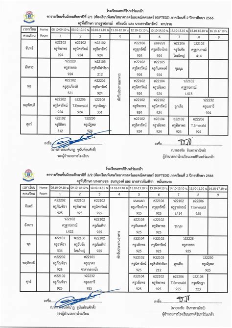 🏫🧒ตารางเรี กลุ่มบริหารวิชาการ โรงเรียนเทพศิรินทร์ร่มเกล้า