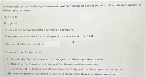 Solved A Hypothesis Test At The 5 Significance Level Was Carried Out