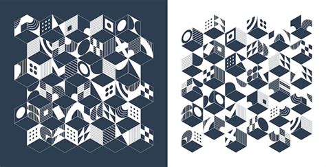 Premium Vector Simple Isometric Seamless Pattern Line Geometric Abstract Background Cube 3d