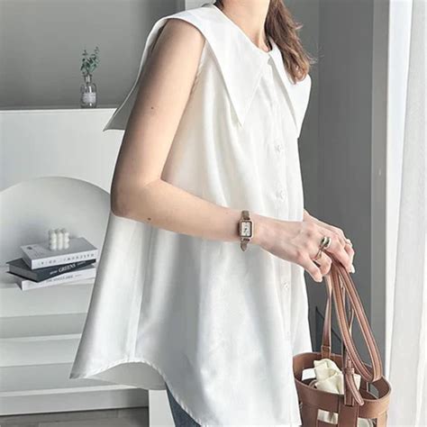 日本 Classical Elf 優雅歌德領無袖襯衫 天使白｜媽咪愛