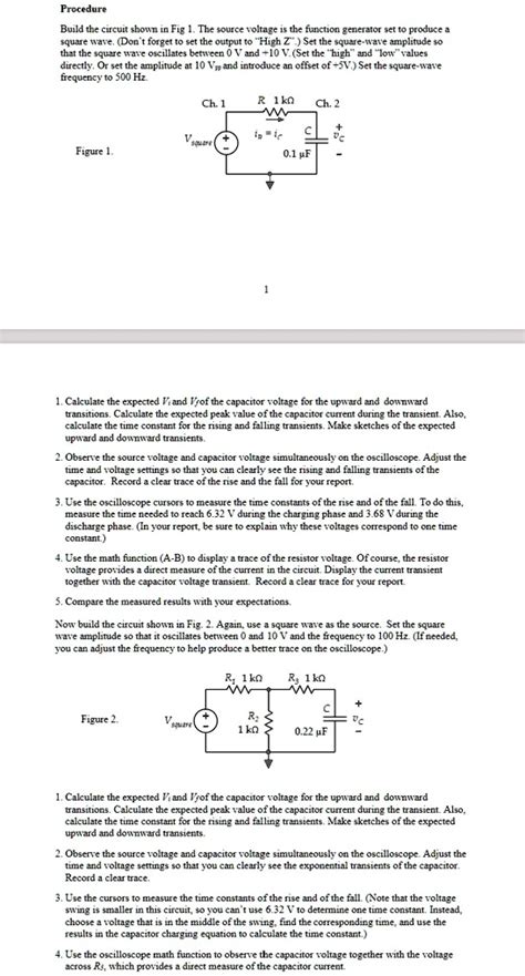 SOLVED Procedure Build The Circuit Shown In Fig The Source Voltage Is The Function Generator