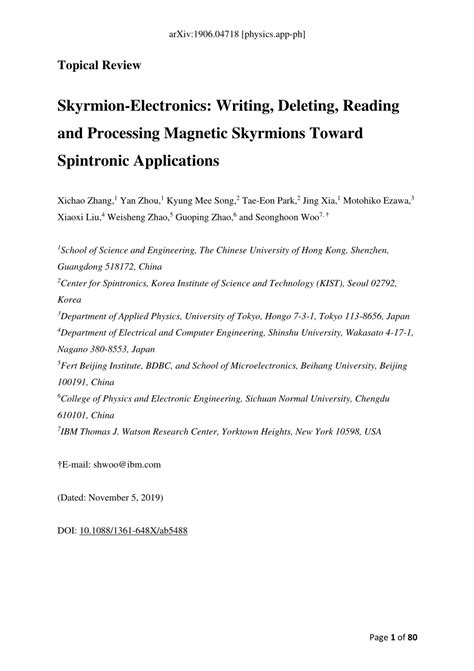 Pdf Skyrmion Electronics Writing Deleting Reading And Processing