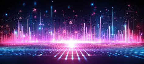 Futuristic Data Visualization With Bright Pink Blue And White Lines On A Dark Background Stock