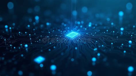 Glowing Microchip On Futuristic Circuit Board Abstract Technology Artificial Intelligence