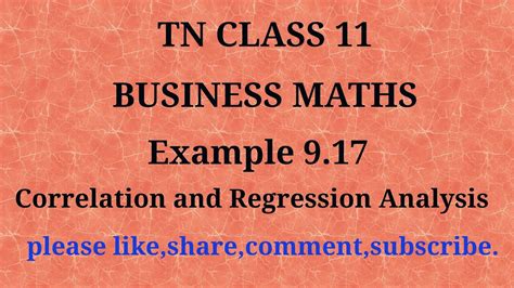 Tn 11 Business Maths Example 917 Correlation And Regression