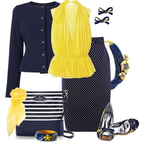 19 Best Navy Blue And Yellow Outfits Images On Pinterest Feminine
