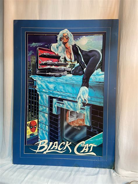 Black Cat Marvel Poster Joe Jusko Classic 1988 Spiderman Comics Classic Rare Find Die Cut