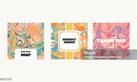 70 년대 분위기 복고풍 배경 제품 팩 디자인 컬렉션 액체 물결 모양 추상적 인 모양 배경 카드 디자인 세트 벡터 그림입니다 1970 1979 년에 대한 스톡 벡터 아트 및
