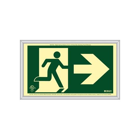 Brady BradyGlo Running Man Exit Sign With Right Arrow 8 1 2 X 15 Plastic Bolt On