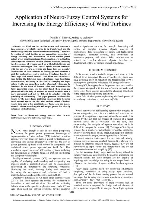 Pdf Application Of Neuro Fuzzy Control Systems For Increasing The Energy Efficiency Of Wind
