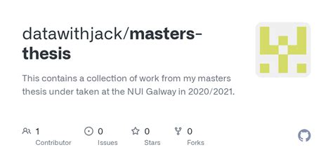 Github Datawithjackmasters Thesis This Contains A Collection Of Work From My Masters Thesis