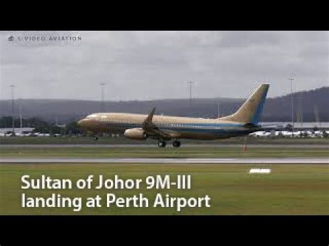 Sultan Of Johor 9m Iii Gold B738 Bbj Landing At Perth Airport With
