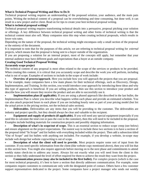 Technical Proposal Contents Pdf Request For Proposal Human Communication